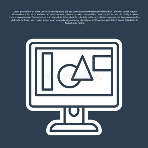 Blue Line Computer Monitor Screen Icon Isolated On Blue Background Electronic Device Front