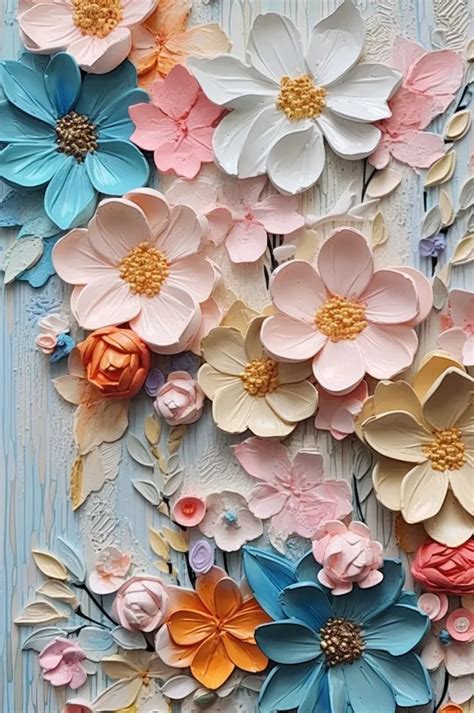 Ai数字艺术原创奶油风花卉油画肌理装饰画 众图网 花瓣网