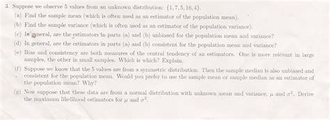 solved suppose we observe 5 values from an unknown