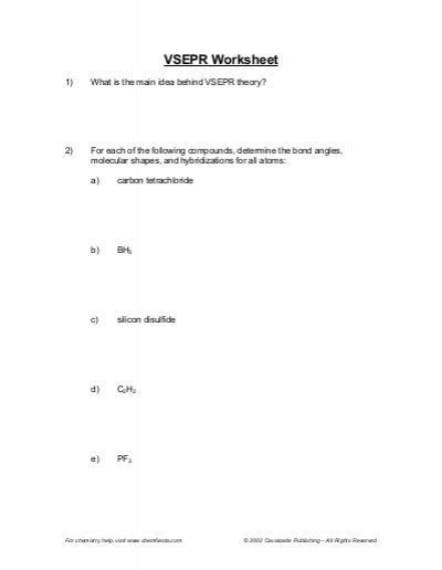 Vsepr Practice Worksheets With Answers