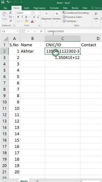 Cnic Formate In Excel Ii Unique Tricks Ii Excel Excelformula Exceltutorial Shorts Msoffice