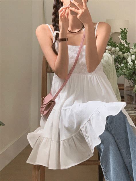 마를리 여름데이트룩👗 썸머스프링 끈나시 레이어드 비치룩 캉캉 미니원피스