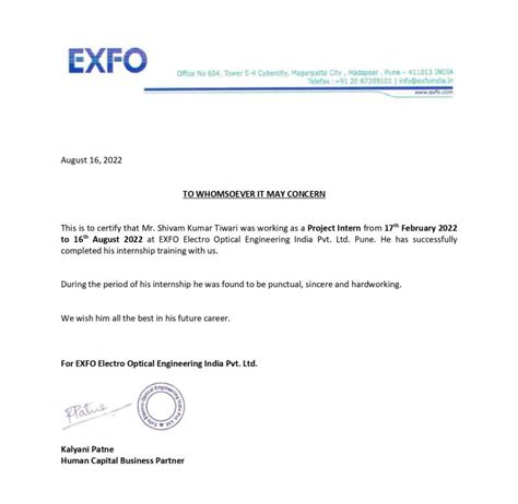 shivam tiwari on linkedin exfo internship intern pune 10 comments