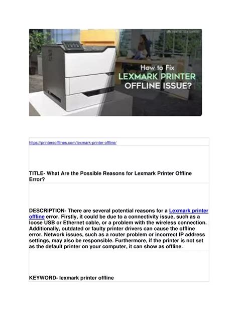 PPT What Are The Possible Reasons For Lexmark Printer Offline Error PowerPoint Presentation