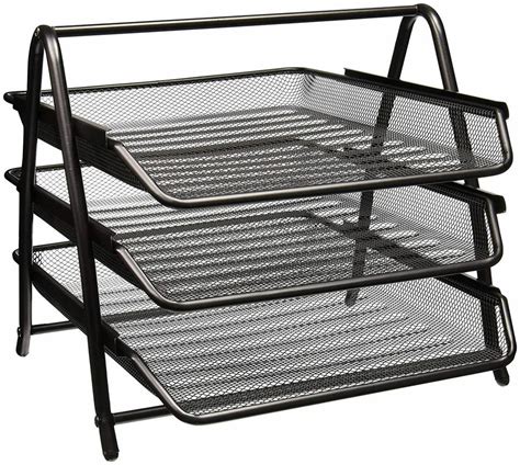 Powder Coated Wrought Iron 3 Layer Metal File Rack Free Standing At