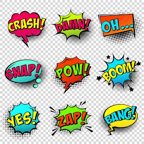 Premium Vector Comic Colored Speech Bubbles With Halftone Shadow And Text Phrase Sound