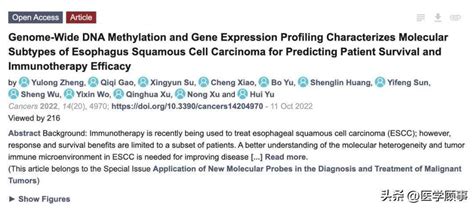 多组学研究揭示预测食管鳞癌免疫治疗疗效及预后的分子分型 亚型 基因 模型