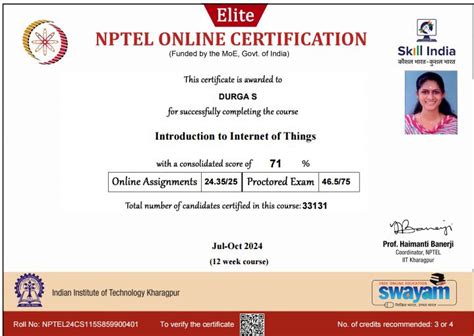 Iot Nptel Achievement Durga S