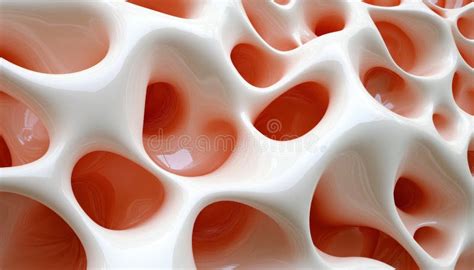 Abstract Organic Structure 3d Render White And Red Porous Material