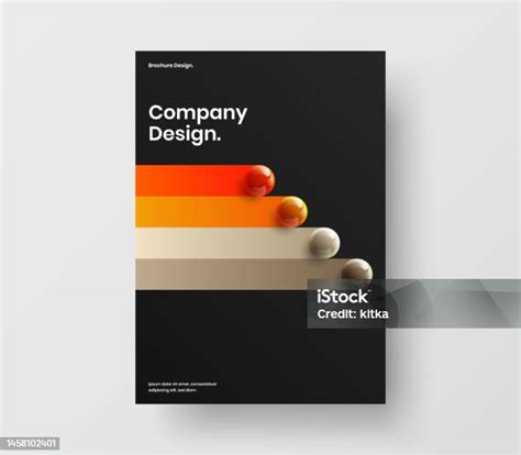 생생한 브로셔 A4 디자인 벡터 레이아웃 여러 가지 빛깔의 3d 구체 첫 페이지 그림입니다 A4 용지에 대한 스톡 벡터 아트 및 기타 이미지 Istock