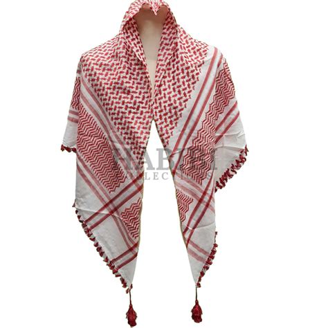 Red White Shemagh Arab Head Scarf Wrap Arafat Keffiyeh Etsy Canada
