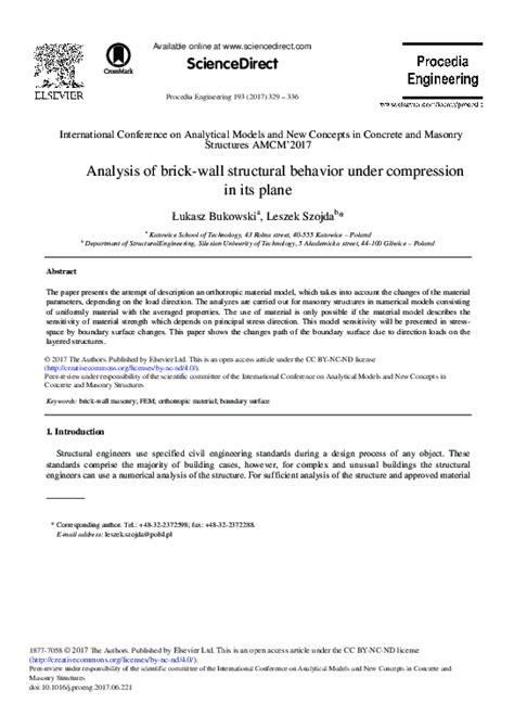 Pdf Analysis Of Brick Wall Structural Behavior Under Compression In Its Plane