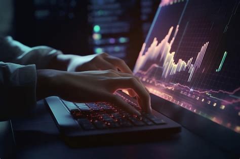 Premium Ai Image A Person Typing On A Laptop With A Graph On The Screen