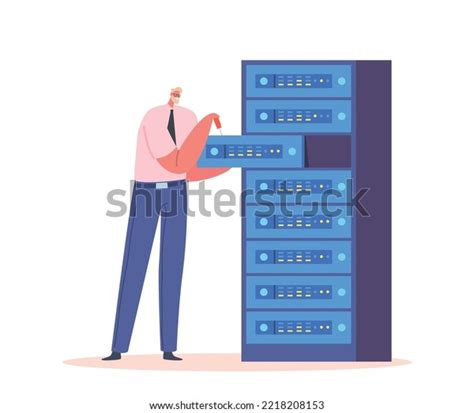 Sysadmin Servicing Server Racks Testing Repair Stock Vector Royalty Free 2218208153 Shutterstock