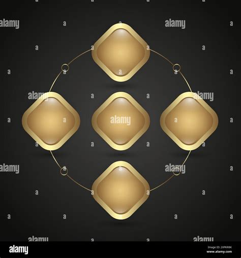 Set Of Gold And Premium Rectangle Buttons Chart Vector Illustration