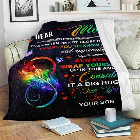 Dear Mom Color Feathers I Love You Blanket｜hubmoonprint