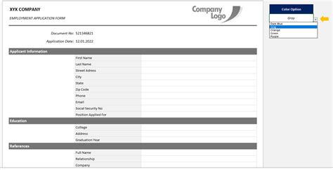 Excel Forms Template