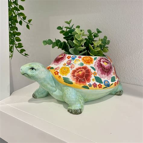 Floral Turtle Planter Turtle Planter Pot Succulent Planter