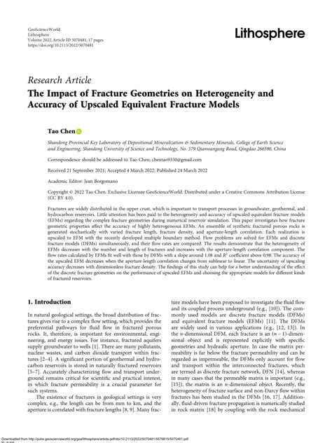 Pdf The Impact Of Fracture Geometries On Heterogeneity And Accuracy Of Upscaled Equivalent