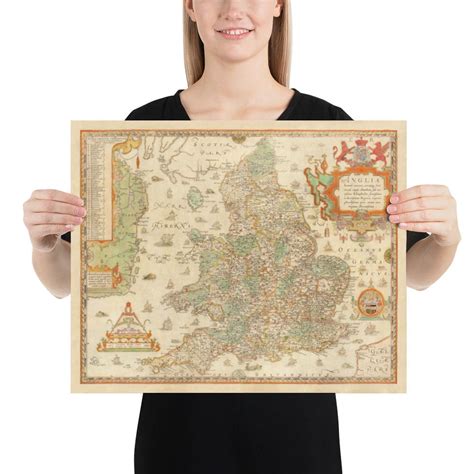 Old Map Of England And Wales 1579 By Christopher Saxton First Printed