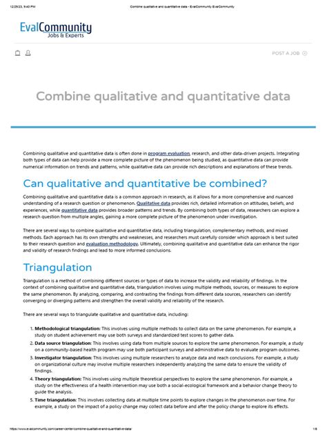 Combine Qualitative And Quantitative Data Evalcommunity Evalcommunity Pdf Quantitative