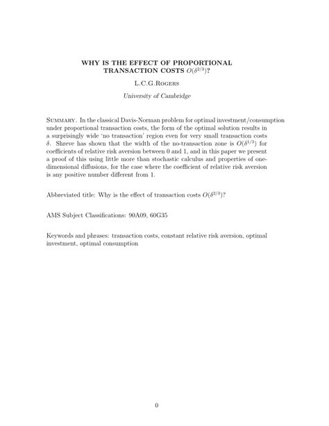 Pdf Why Is The Effect Of Proportional Transaction Costs 𝑂𝛿 23