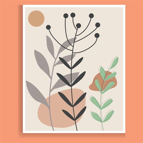 Botanical Print Boho Minimalist Printable Wall Art Line Art Abstract