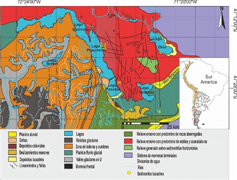 Mapa Geomorfológico Del área De Estudio Donde Se Indican En Amarillo