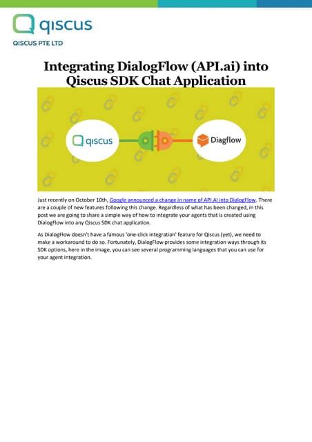 Integrating Dialog Flow Apiai Into Qiscus Sdk Chat Application Pdf