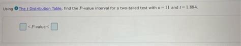 Solved Using The T Distribution Table Find The P Value Chegg
