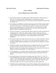 Practice Midterm 2 Solutions Pdf HarvardUniversity DepartmentofEconomics Ec10a