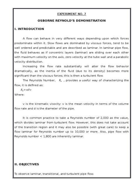 Osborne Reynolds Demonstration Experiment No 7 Pdf Reynolds