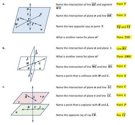 points lines and planes worksheets ⋆