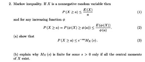 solved 2 markov inequality if x is a nonnegative random