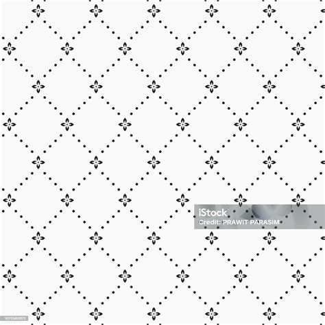 Geometric Vector Pattern Repeating Abstract Small Flower Or Floral And Dotted Linear On Diamond