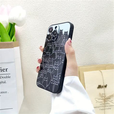창의적인 전체 화면 재미 있은 고양이 페인트 전화 케이스 Iphone 14131211promax Temu