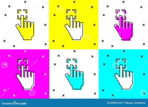 设置彩色背景中突显的指纹图标 Id应用程序图标 标识 触摸id 矢量 向量例证 插画 包括有 扫描程序 口令 209301225