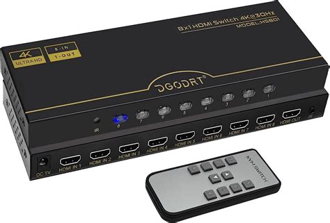 HDMI Switch 8 In 1 Out 4K 30Hz 8 Port HDMI Switcher Selector Box With Remote And Auto Switch