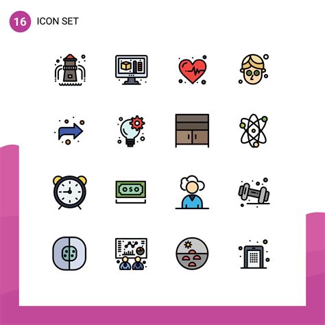 16 Universal Flat Color Filled Lines Set For Web And Mobile Applications Businessman Brainstorm