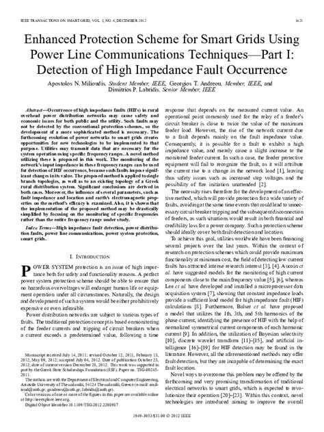 Pdf Enhanced Protection Scheme For Smart Grids Using Power Line Communications Techniques—part