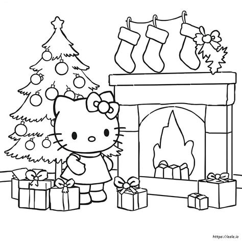 Hello Kitty De Crăciun De Colorat