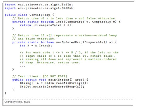 Solved Exercise 1 Certify Heap Implement The Static