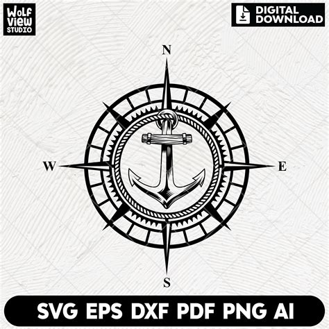 Nautical Compass Anchor Svg Sailor Cut Files Digital Download Etsy