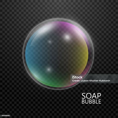 투명 한 배경에 절연 유리 색 거품이 있다입니다 무지개 반사와 3 차원 비누 거품이 있다입니다 벡터 일러스트 레이 션 비누