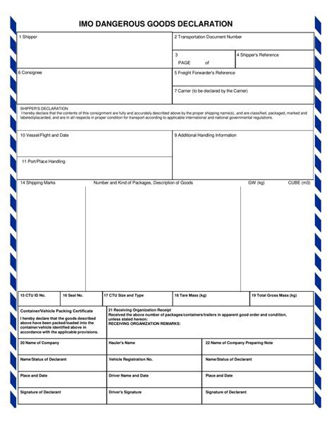 Dangerous Goods Declaration Form Fillable Printable Pdf And Forms