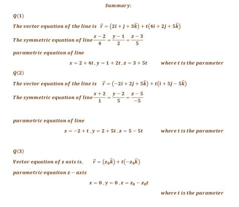 Solved 1 Determine Vector Parametric And If