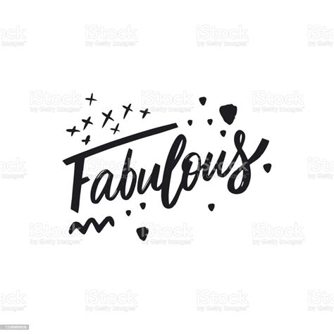 Fabulous Word Hand Drawn Lettering Isolated On White Background Black