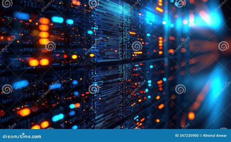 Close Up Of A Server Rack In A Data Center With Blinking Lights Representing Modern Technology