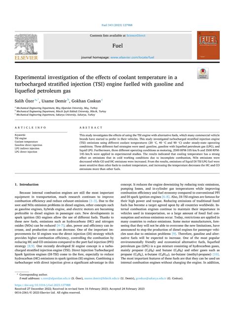 Pdf Experimental Investigation Of The Effects Of Coolant Temperature In A Turbocharged