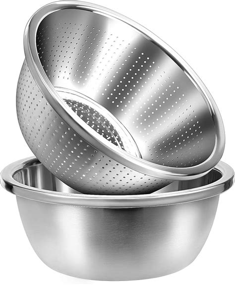 Ptinyiv 304 Stainless Steel Colander 5qt Extra Large